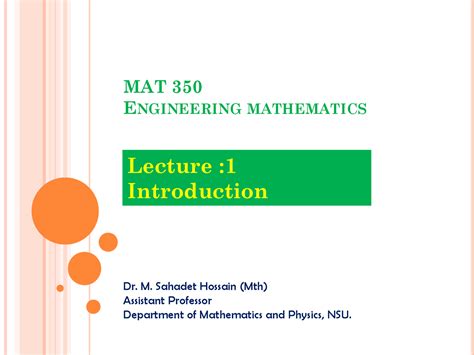 Introduction Of Ode And Modelling Docsity