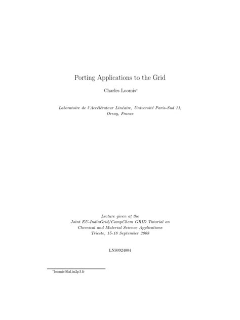 Porting Applications To The Grid Pdf Grid Computing Areas Of Computer Science