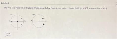 Solved The Pole Zero Plot Of Fitters H1z And H2z Is