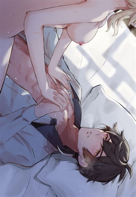 Lumine And Zhongli Genshin Impact Drawn By Itsumi2 Danbooru