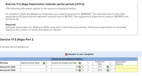 Solved Exercise 11 3 Algo Depreciation Methods Partial