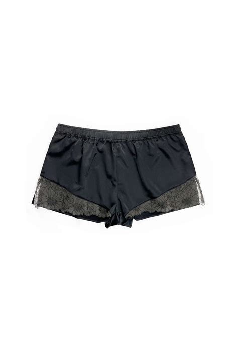 Candid Satin Cami And Shorts Set • Black Lingerie W Embroidered Lace Darkest Fox