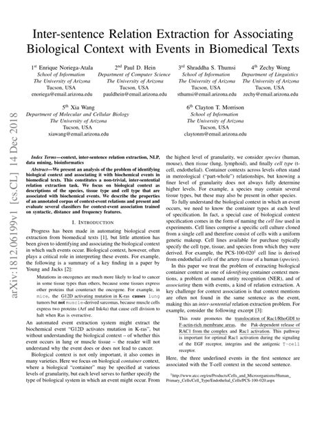 Pdf Inter Sentence Relation Extraction For Associating Biological