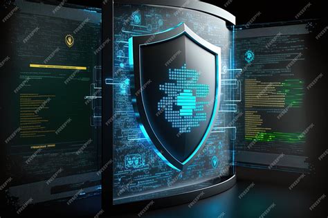 Premium Ai Image Virtual Lock Interface Shield Of Security And Desktop Picture A Cybersecurity
