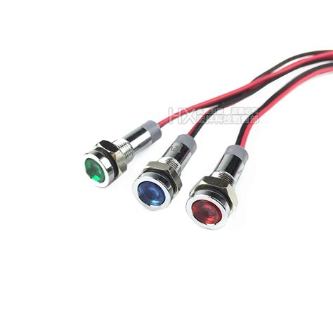 6mm金属指示灯信号灯led带线3v 6v 12v 24v 220v电源工作灯高亮 虎窝淘