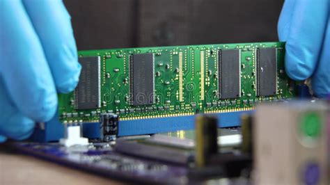 The Process Of Installing Ram On A Computer Motherboard Stock Video