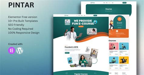 pintar online courses elementor template kit wp template kits ft