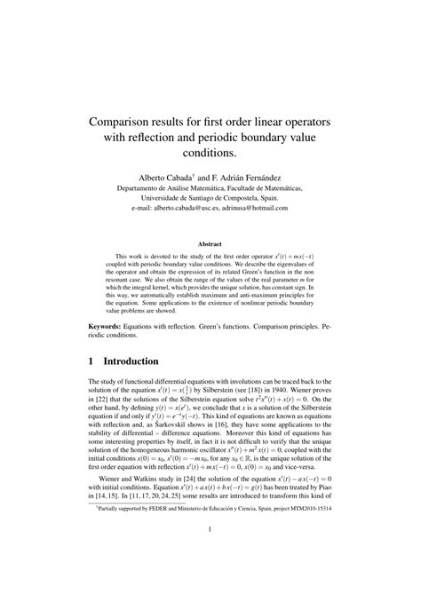 Pdf Comparison Results For First Order Linear Operators With