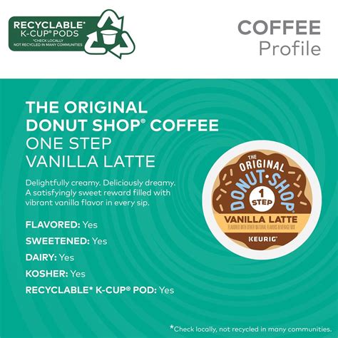 The Original Donut Shop Vanilla One Step Latte Single Serve Coffee K