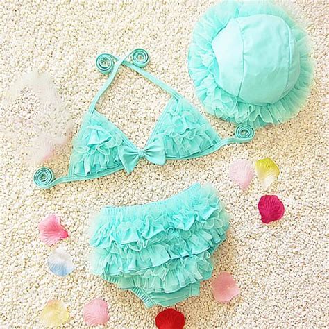 모자가 달린 유아 비키니 세트 여름 의류 세트 어린이 수영복 여아 프릴 신생아 아기 옷 1 9 Aliexpress