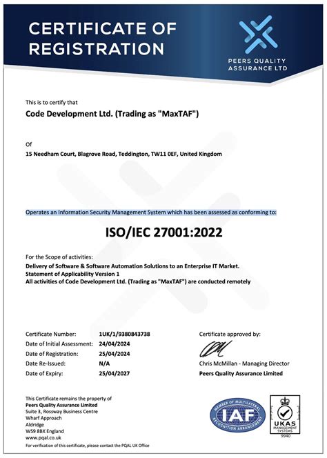 Maxtaf For Maximo On Linkedin 🎉 Maxtaf Is Iso 27001 2022 Certified 🎉 We Have Successfully