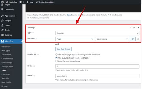 displaying a users list on the frontend meta box documentation