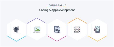 Coding And App Development Filledline Icon Pack Including App Data