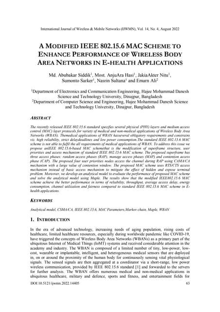 a modified ieee 802 15 6 mac scheme to enhance performance of wireless