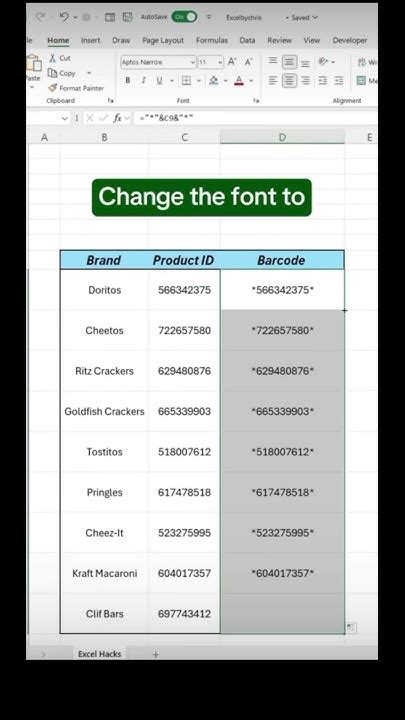 Barcode Excel Hack Exceltrick2024 Newexcel Excelshortcuts Shorts Viralvideo Youtube