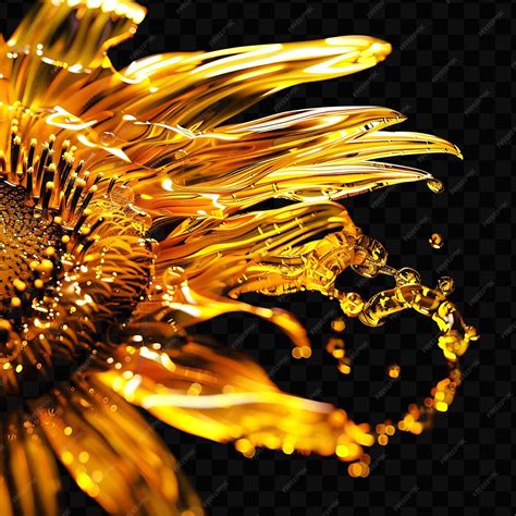 Premium Psd Sunflower Oil Trickle From Above With Oil Zigzag Pattern