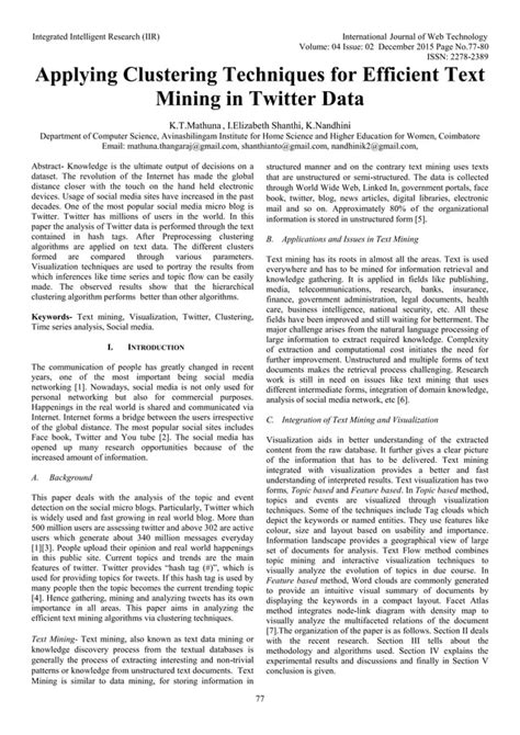 Applying Clustering Techniques For Efficient Text Mining In Twitter
