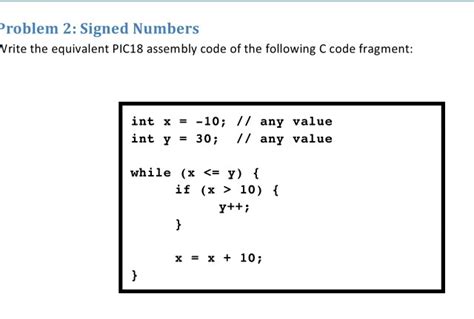 Solved Roblem 2 Signed Numbers Write The Equivalent Pic18