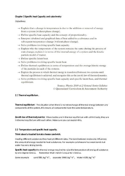 Chapter 2 Specifc Heat Capacity Chapter 2 Specific Heat Capacity And