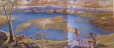 Valley Of Mexico In Aztec Times Historical Art Mesoamerican Aztec
