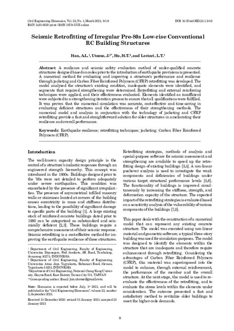 Pdf Seismic Retrofitting Of Irregular Pre 80s Low Rise Conventional