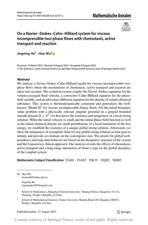On A Navier Stokes Cahn Hilliard System For Viscous Incompressible Two Phase Flows With