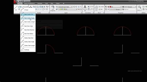 Autocad Tutorial Draw Panel Arc Command Youtube