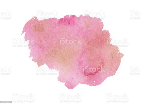 손으로 그린 추상 수채화 젖은 핑크와 골드 브러시 스트로크 흰색 배경에 격리 0명에 대한 스톡 벡터 아트 및 기타 이미지 0