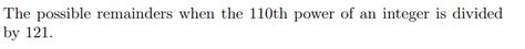 Solved Number Theory The Possible Remainders When The 11