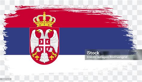 세르비아 국기와 함께 그런 지 브러시 스트로크 수채화 그림 깃발 포스터 국기의 배너 스타일 수채화 그리기 투명한 배경에 격리된