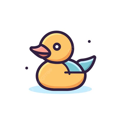 Tiny Cute Cartoon Duck Icon Vector Ducky Lineal Icon Flat Icon Png