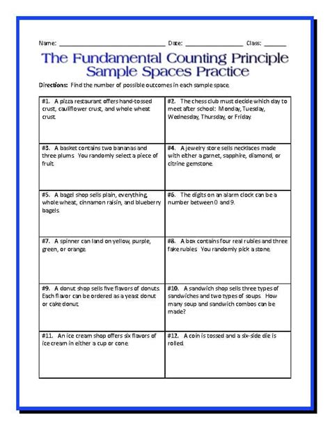 Sample Spaces Fundamental Counting Principle Practice By Certified Math