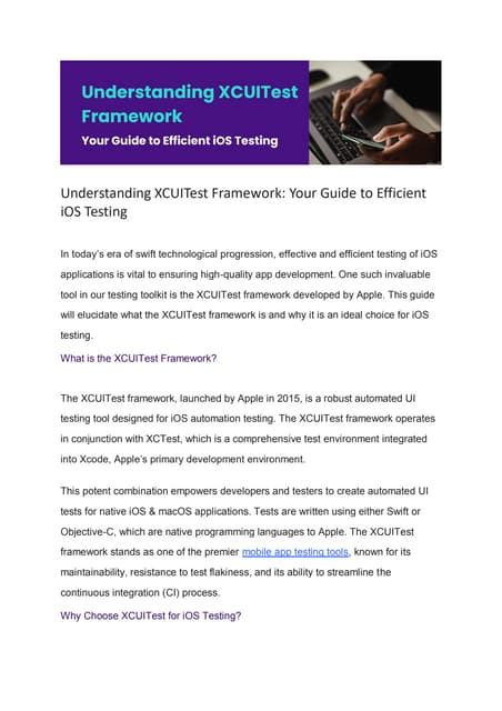 Understanding Xcuitest Framework Your Guide To Efficient Ios Testingpdf