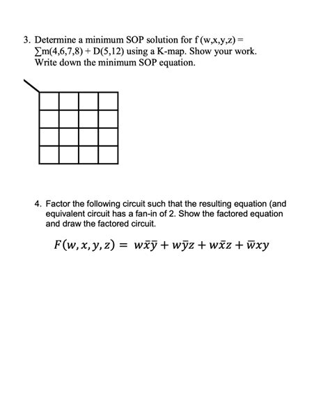 Solved 1 Determine A Minimum Sop Solution For Fxyz