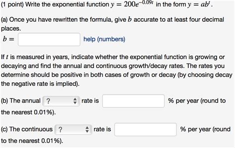 Solved 1 Point Write The Exponential Function Y