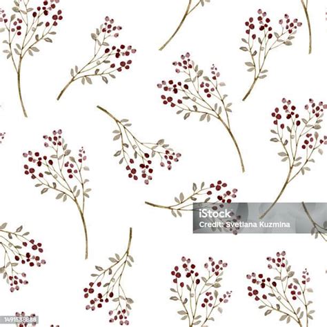 열매 수채화 그림 손으로 그린 식물의 섬세한 가지와 매끄러운 패턴 0명에 대한 스톡 벡터 아트 및 기타 이미지 0명 과거