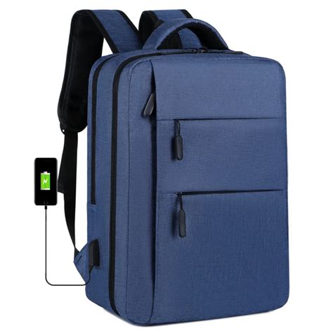 Russell Double Zipper Laptop Backpack Travel Bag Blue