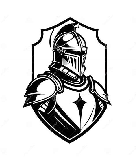 Simplistic Black And White Monochrome Logo Style Design Of Knight In