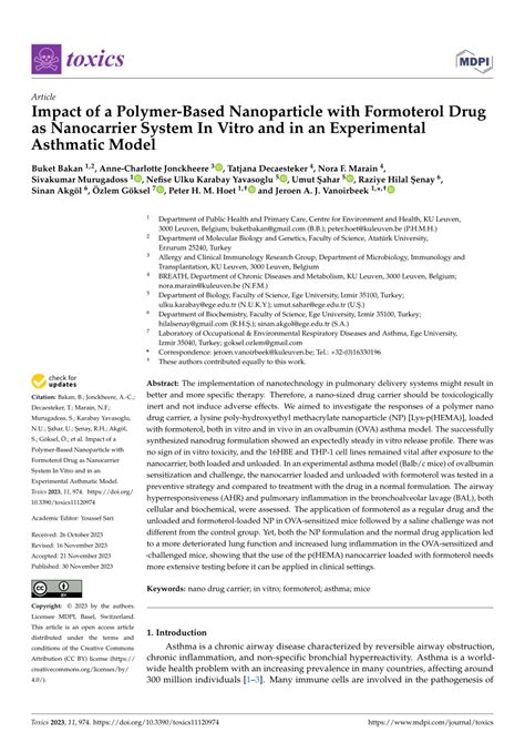 Pdf Impact Of A Polymer Based Nanoparticle With Formoterol Drug As Nanocarrier System In Vitro