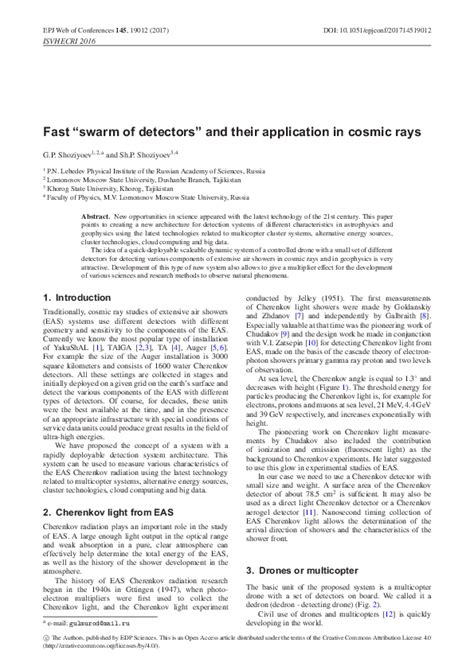 Pdf Fast Swarm Of Detectors” And Their Application In Cosmic Rays