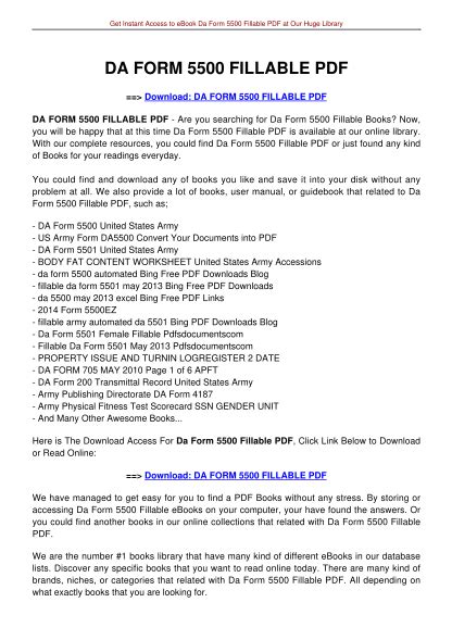 Da Form 5500 Fillable Pdf Printable Forms Free Online