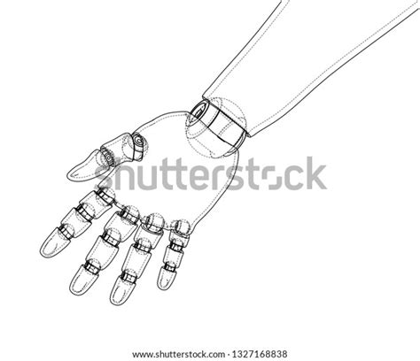 robot hand outline vector rendering 3d stock vector royalty free