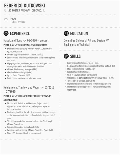 Vmware Administrator Resume Samples Velvet Jobs