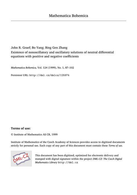 Pdf Existence Of Nonoscillatory And Oscillatory Solutions To Neutral Differential Equations