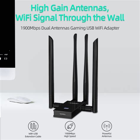 Edup 5ghz Usb 와이파이 어댑터 1900mbps 802 11ac 장거리 와이파이 수신기 4 6dbi 안테나 포함 Usb 3 0 무선 이더넷 어댑터 네트워킹