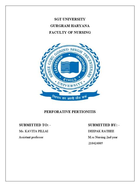 Perforated Peritonitis Pdf Peritoneum Infection