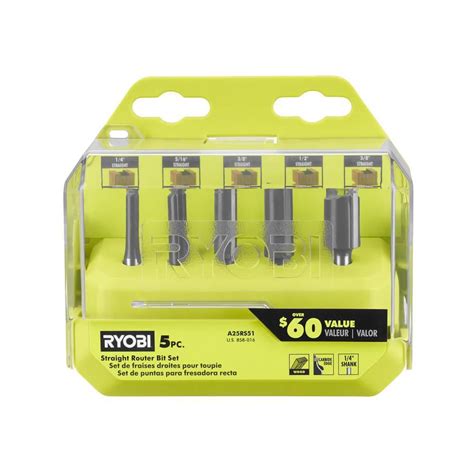 RYOBI Straight Router Bit Set 5 Piece A25RS51 The Home Depot