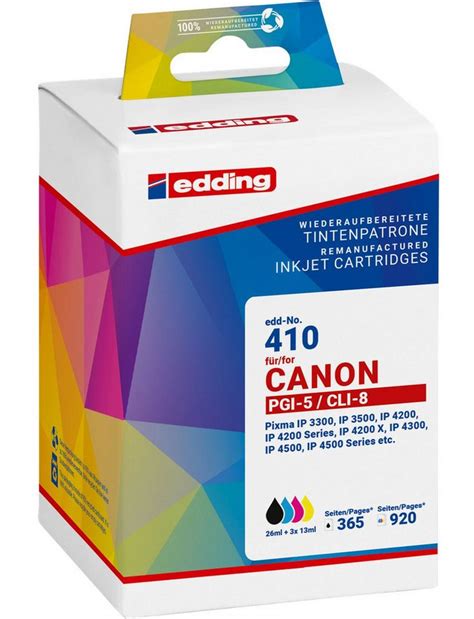 Edding Tintenpatrone Ersetzt Canon Pgi 5cli 8 Black Colour Multipack