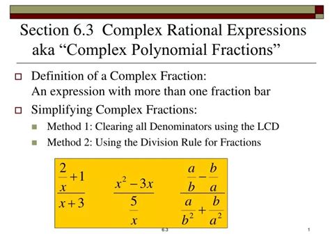 Ppt Section 63 Complex Rational Expressions Aka “complex Polynomial
