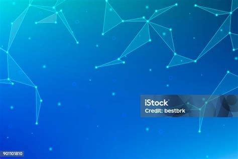 점과 선 분자 입자와 원자 다각형 선형 디지털 질감 기술과 과학 개념 그림 추상적인 미래 배경 3차원 형태에 대한 스톡 벡터